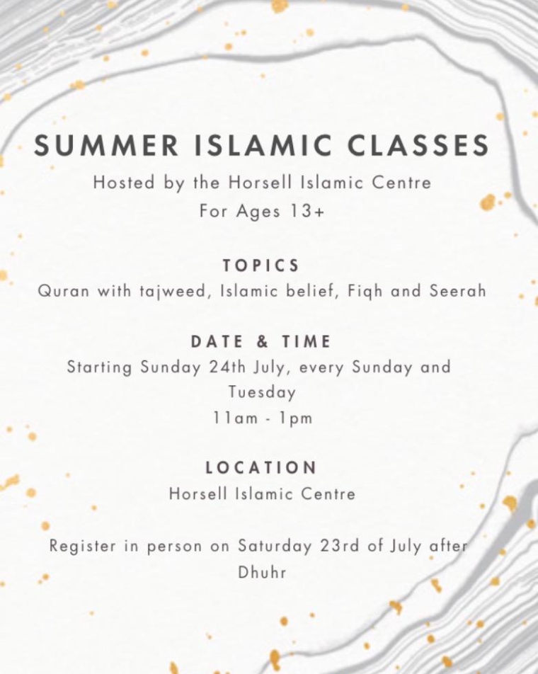 Summer Islamic Classes – Horsell Islamic Centre